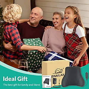 Snailax Heated Lumbar Support Pillow for Office Chair, Back Support Pillow for Car, Adjustable Heat and Vibration, Ergonomic Back Cushion, Improve Posture & Pain, Lower Back Massager,Gifts