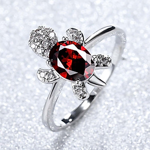 oAtm0eBcl Silver Turtle Animal Ring for Women Girl. Oval Cubic Zirconia Halo CZ Knuckle Rings Wedding Bands Promise Rings for Women,Blue,US 7