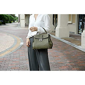 MKF Set Crossbody Satchel Bag for Women & Wristlet Wallet Purse – PU Leather Top Handle Tote – Shoulder Handbag Mustard