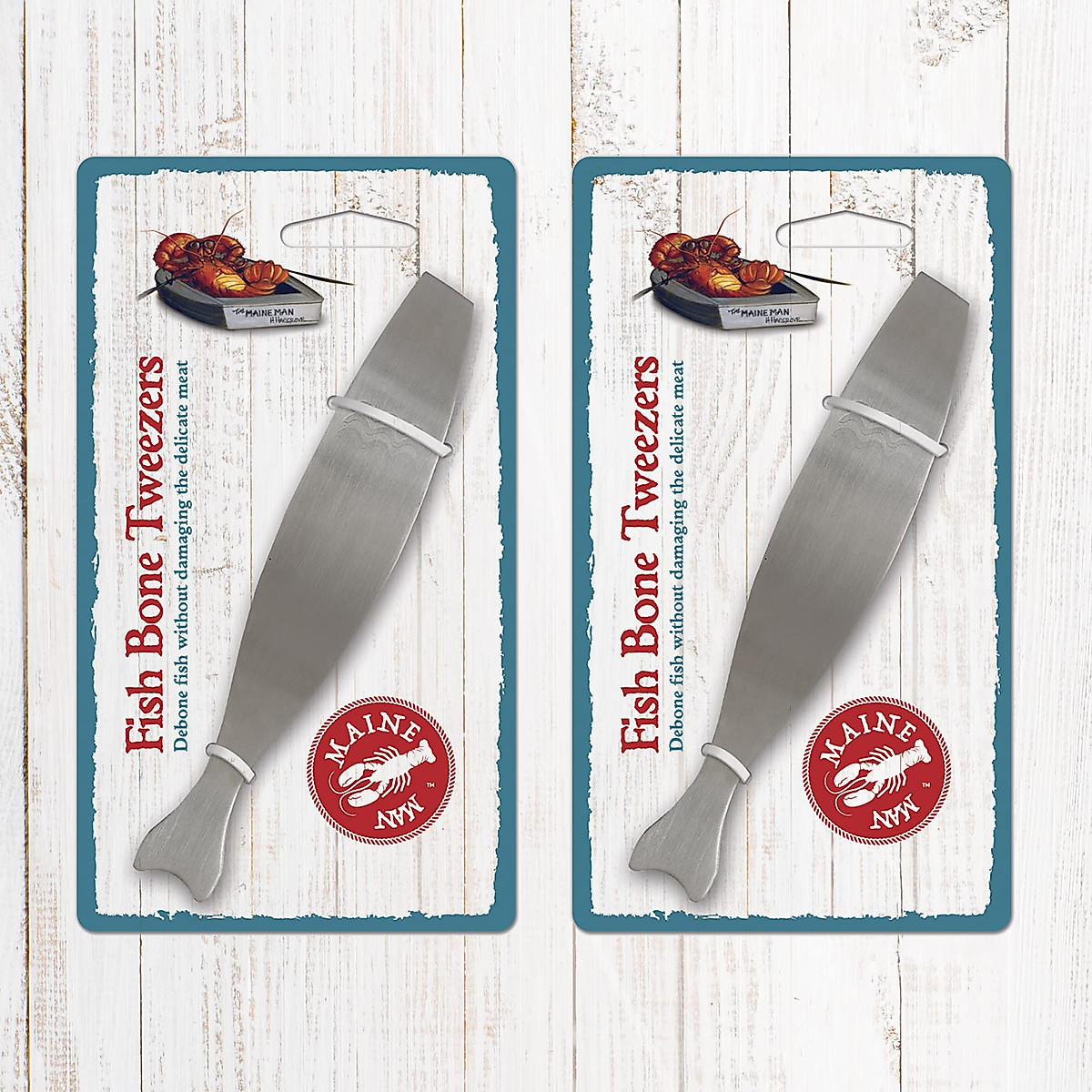 Maine Man Fish Bone Tweezers, 18/8 Stainless Steel, Set of 2