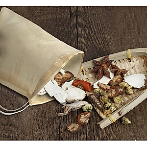 kingleder 12Pack Reusable Drawstring Cotton Soup Bags, Straining Herbs Cheesecloth Bags, Coffee Tea Brew Bags, Soup Gravy Broth Stew Bags, Bone Broth Brew Bags(4''x6'')