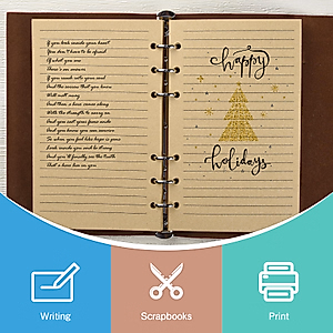 Refills Lined Paper, MALEDEN Refillable A6 Paper for 5x7 Journal Notebook Inserts 200 Lined Pages