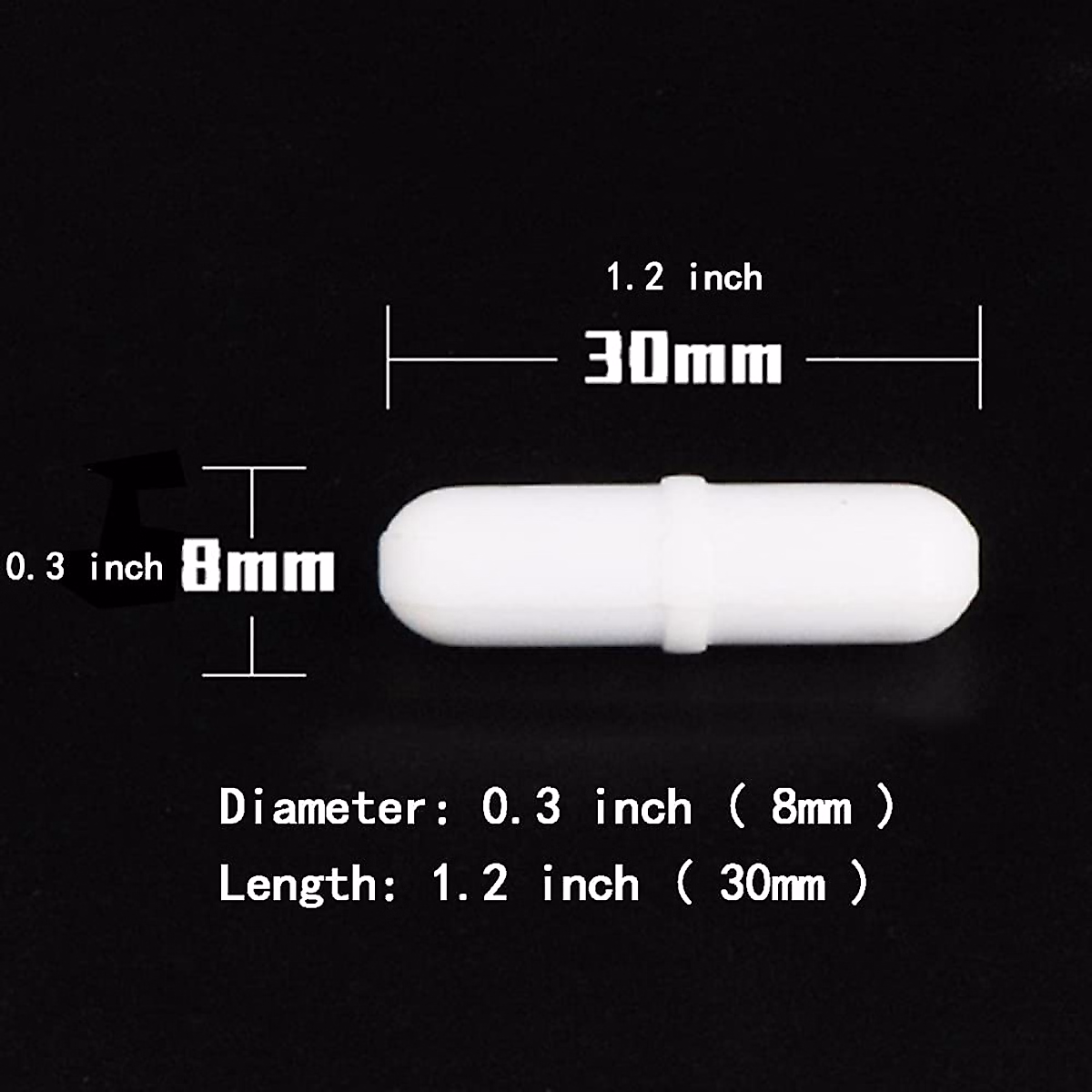 Magnetic Stirrer Stir Bars, Diameter 0.32" (8 mm), Length 1.2" (30 mm), 5 Pieces