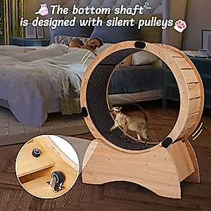 Hooseng Cat Exercise Wheel, Cat Treadmill with Carpeted Runway and Noiseless Roller, Cat Running Wheel for Pet Loss Weight and Daily Exercise