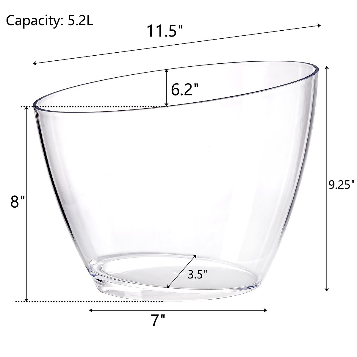Lawei 2 Pack Acrylic Ice Bucket, 5.2L Clear Plastic Champagne Wine Bucket Chiller, Oval Bar Ice Cooler Container, Food Grade Beverage Storage Tub for Champagne, Beer Bottles, Drinks, Bar and Parties