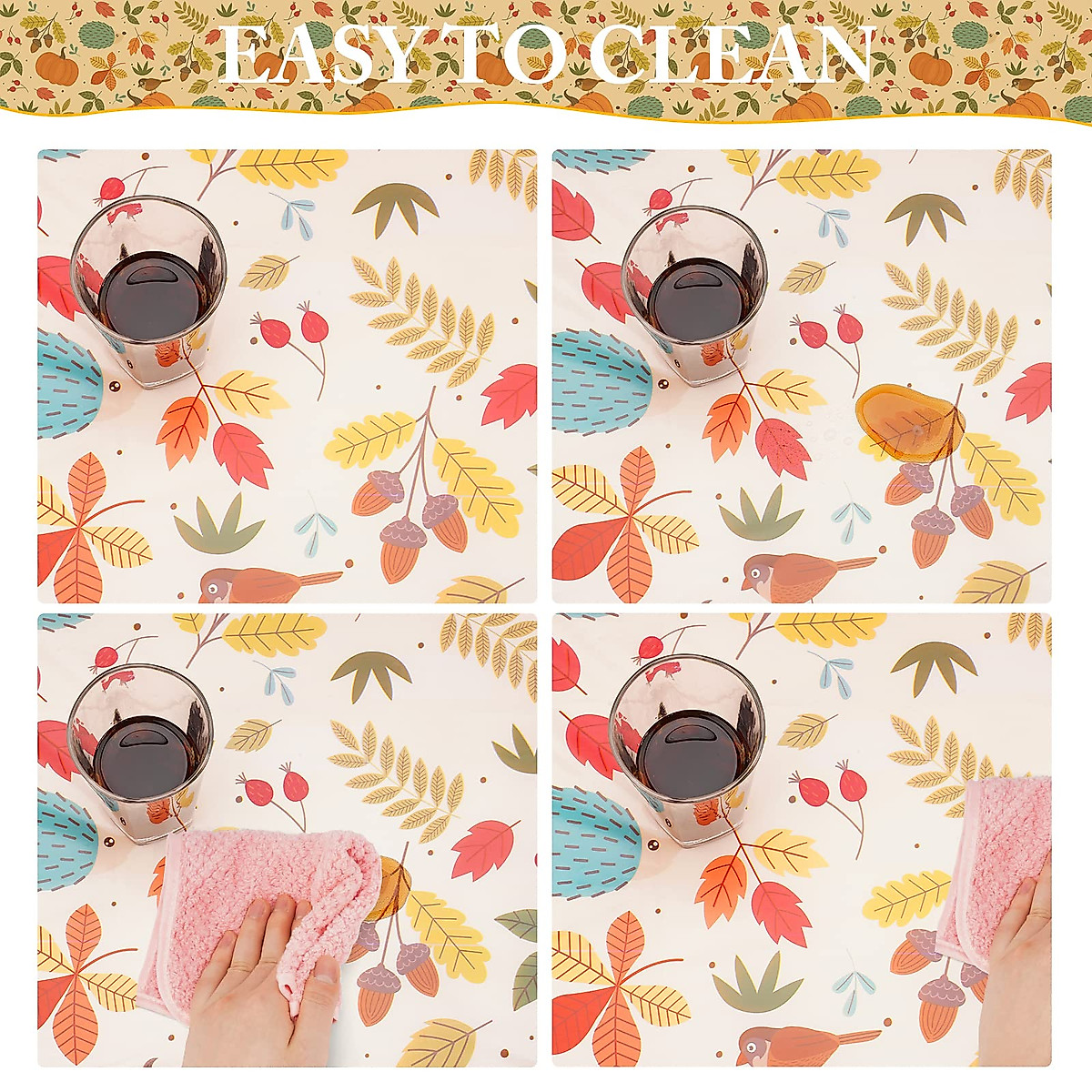 CAKKA Thanksgiving Tablecloth Plastic 54x108 Inch, 3 Pack Disposable Fall Pumpkin Table Cover, Orange Marple Leaf Rectangle Autumn Table Cloth for Fall Thanksgiving Day Table Decor Decoration