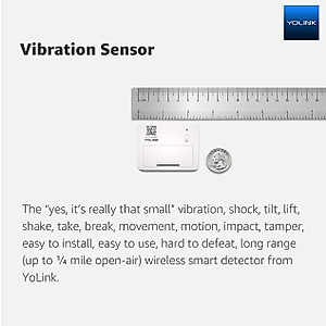 YoLink Smart Vibration & Shock Sensor, Generator, Pump Running, Glass Break, Anti-Tamper, Vehicle Alarm, Hub Required