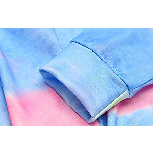 Hopeac Girls Casual Twist Front Sweatshirt Tie Dye Printed Long Sleeve Crop Tops Pullover