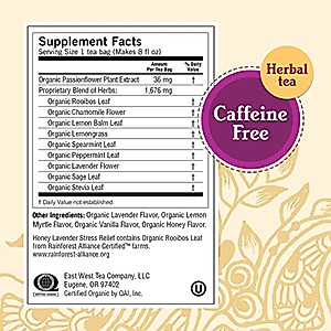 Yogi Tea Honey Lavender Stress Relief Tea - 16 Tea Bags per Pack (4 Packs) - Organic Chamomile Lavender Tea - Includes Lemon Balm, Lemongrass, Spearmint Leaf, Peppermint Leaf, Honey Flavor & More