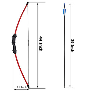 SinoArt 45" Recurve Bow and Arrow Set for Kids Archery with 8 Arrows Target Paper (Red)