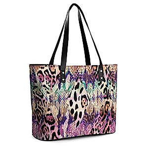 Womens Handbag Animal Lion Pattern Leather Tote Bag Top Handle Satchel Bags For Lady