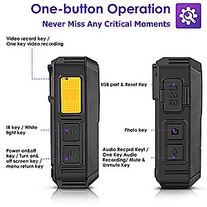 GRC 1440P Police Body Camera with Audio, 64GB Memory, Night Vision,2 Inch Display,Portable Waterproof Body Worn Camera,Premium Body Cam for Law Enforcement Recorder,Personal Use