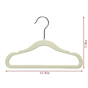 Amazon Basics Slim, Velvet, Non-Slip Suit Clothes Hangers, Ivory/Silver - Pack of 50 & Kids Velvet, Non-Slip Clothes Hangers, Beige - Pack of 30