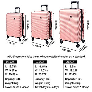 24 Inch Luggage PC+ABS Hardshell Suitcases with Spinner Wheels TSA Lock for Travel, Check-in.