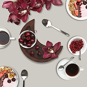 Wood Moon Tray Crystal Holder, Nuadem 6" x 3" Walnut Wood Crystal Display Tray, Crystal Crescent Moon Tray,Crystal Stone Holder - Crescent Crystal Tray for Essential Oil Jewelry Halloween Decor