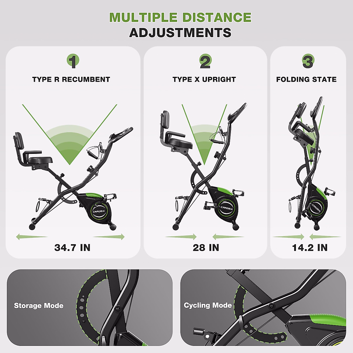 GOIMU Folding Exercise Bike, 4 in 1 Stationary Bike for Home Workout with 16-Level Adjustable Resistance, Indoor Cycling Bike with 330LB Capacity, Magnetic Workout Bike with Comfortable Seat Cushion…