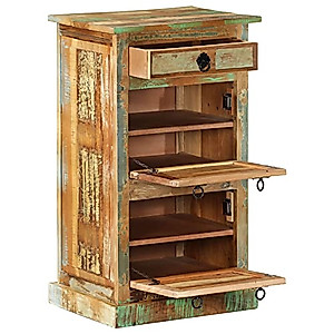 vidaXL 4-Layer Shoe Cabinet with Drawer Solid Reclaimed Wood Organizer Shelf