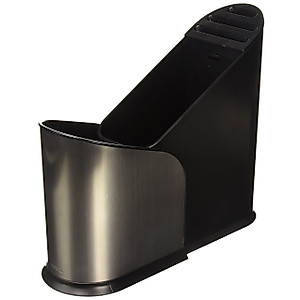 Umbra Furlo, Expandable Kitchen Utensil Holder, Multi-Functional Caddy Organizer with Divider and Extra Storage, Ideal for Keeping Knives and other Utensils Instantly Accessible, Black/Stainless Steel