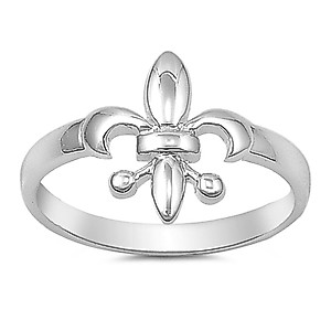 Sterling Silver Fleur De Lis Ring French Symbol Lily Design Solid 925 Size 6