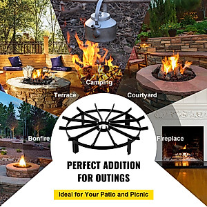 VBENLEM 28in Fire Grate Log Grate,Wagon Wheel Firewood Grates 16 Iron Bars, Fireplace Grates Burning Rack Holder 6 Legs for Indoor Chimney, Hearth Wood Stove and Outdoor Camping Fire Pit