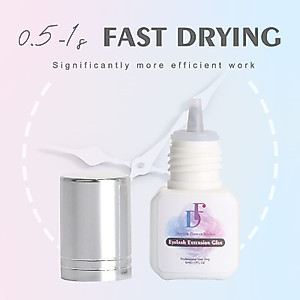 DF touchjoy Lash Extension Glue, 0.5S Dry Time Lash Glue for Eyelash Extensions 8-9 Weeks Retention Long Lasting Lash Glue-Only Professional Use-Black (5ML)