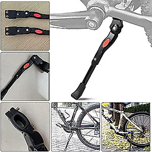 MXDJ 2Pcs Bike Kickstand, Bicycle Stand with Anti-Slip Rubber Foot, Aluminum Alloy Bike Stand Bicycle Kickstand for Mountain Bike, Road Bike, Kids Bike (Color : Black, Size : 2pcs)