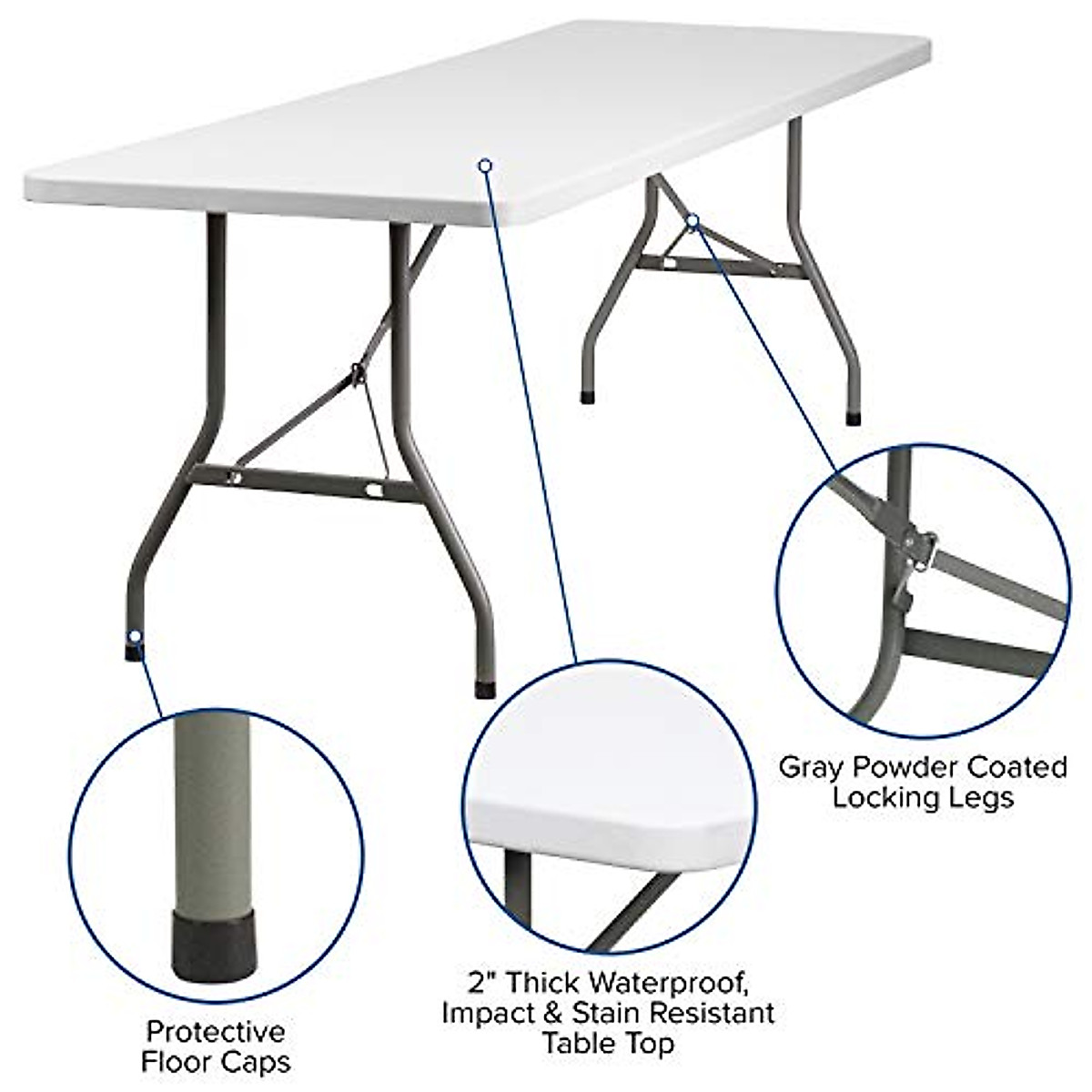 Flash Furniture 8-Foot Granite White Plastic Folding Table