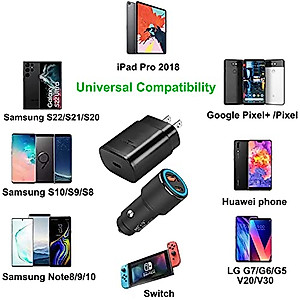 Samsung 25W Super Fast Charger Kit,PD USB C Charger Fast Charging Block/Car Adapter with 2X C to C Cord(5ft) for Samsung Galaxy S23/S22/S21/S20/Plus/Ultra/Note 20/Z Fold 3