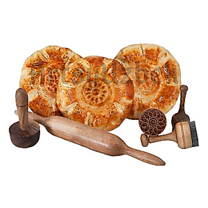 Uzbekistan handmade bread stamp set of two for Uzbek flat bread 1.57 inch / 2.75 inch diameter + lepeshka bread recipes