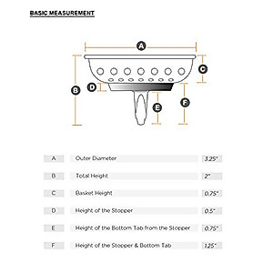 Highcraft 97333 Kitchen Sink Basket Strainer Replacement for Standard Drains (3.25 Inch) Chrome Plated Stainless Steel Body With Rubber Stopper, 3.25"