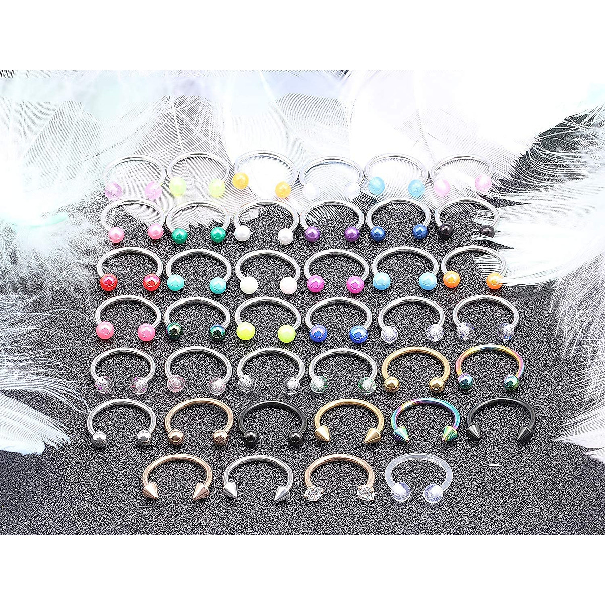 Prjndjw 16G Surgical Steel Nose Septum Rings Piercing Jewelry Horseshoe Septum Jewelry Cartilage Helix Tragus Earring Hoop Eyebrow Lip Hoop Retainer for Women Men Body Piercing Rings 10mm CZ glow