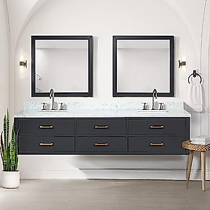 Bell+Modern Tuckerton 84 in W x 22 in D Black Double Bath Vanity and Carrara Marble Top