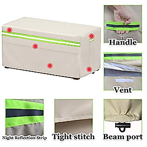 LOZOXO Patio Deck Box Cover, 54" Storage Box Cover for Outside, Outdoor Waterproof Deck Box/Storage Ottoman Bench Cover Fits up to 54" W x 27" D x 27" H khaki