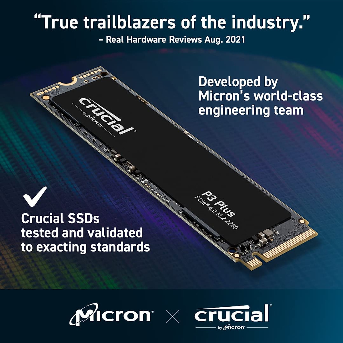 Crucial P3 Plus 500GB PCIe Gen4 3D NAND NVMe M.2 SSD, up to 5000MB/s - CT500P3PSSD8