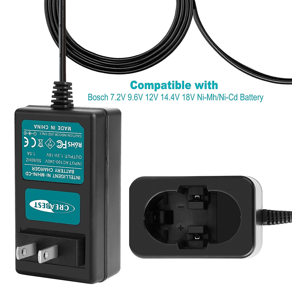 CREABEST New 3.5Ah Ni-MH 12V Replacement Battery Compatible with Bosch BAT120 BAT139 BAT159 BAT043 BAT045 2607335275 13614 15614 1661 22614 32614 34614,Include 1.2V-18V Ni-MH/Ni-CD Battery Charger