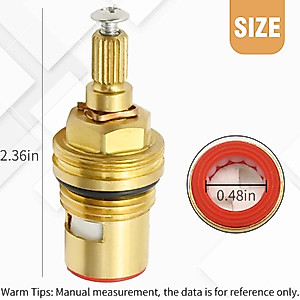 UOIENRT 45882000 Hot Right Stop Ceramic Cartridge, Replacement for Kitchen and Lavatory Models and 1/2-Inch Wall Mount Valves, Replaces 45882000