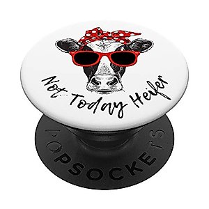 Not Today Heifer Funny Cow Red Sunglasses Black and White PopSockets PopGrip: Swappable Grip for Phones & Tablets