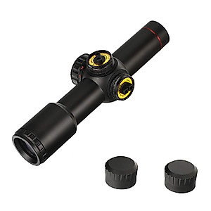 ohhunt 4.5x20E Compact Hunting Rifle Scope Red Illuminated Glass Etched Reticle Riflescope with Flip-Open Lens Caps and Rings