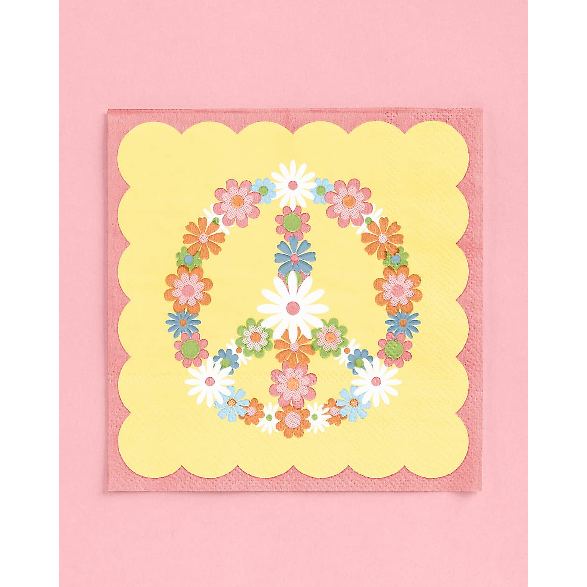 xo, Fetti Groovy Napkins - 3-ply, 24 pcs | Happy Pastel Birthday Party Decorations, 70s Baby Shower, Cool Peace Cake Napkins