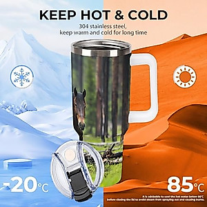 Horse in The Rain Forests Insulated Tumblers with Handle Stainless Steel Coffee Mug Funny Travel Cup with Lid Straw 40oz