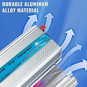 VEVOR Grid Tie Solar Inverter, 1000W MPPT Power Inverter, 50/60 Hz Solar Grid Tie System, Grid Tie Inverter, DC10.8-30V Input to AC90-140V Output Wind Turbine Grid Tie Inverter for Solar Panel System