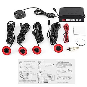 Acouto Car Reverse Radar Sensor Kit 16.5mm Car Built‑In Backup Radar Sensor Reversing Assistance with Audio Buzzer Auxiliary Kit(Black)