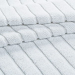 THE BEER VALLEY Cotton Towel Bath Mat Set of 2 21x34 Inches White - Highly Absorbent Anti Slip Floor Towel Mat - Machine Washable Hotel & Spa Quality Mats