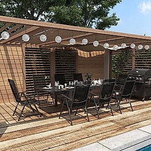 Outsunny 9-Piece Patio Dining Set for 8, Outdoor Aluminum Frames Dining Furniture Set with Expandable Table, Adjustable High Back Portable Chairs and Mesh Fabric Seats, Black