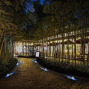 JIGUOOR Solar Deck Lights LED Driveway Lights Solar Powered Dock Light Outdoor IP68 Waterproof Road Markers for Step Sidewalk Stair Boat Garden Ground Pathway Yard (Blue, 6 Pack)