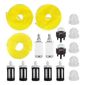 GoaMotors 3 Sizes 5 Feet Long Fuel Line Hose with Snap in Primer Bulb, Primer Bulb, Fuel Filter kit for Trimmer Blower