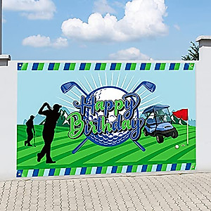 Golf Birthday Party Decoration Golf Happy Birthday Backdrop Photo Booth Banner Photography Background for Golf Sports Themed Birthday Party Supplies for Men Boy Adult Kids, 73 x 43inch