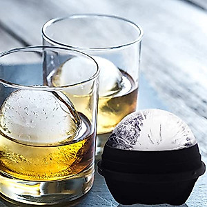Helpcook Ice Ball Molds 4 Pack - Silicone Sphere Ice Molds with Built-in Funnel - 2.5 Inch Round Ice Cube Molds Ice Ball Maker Makes Large Ice Balls for Whiskey & Cocktails - Easy Release and BPA Free