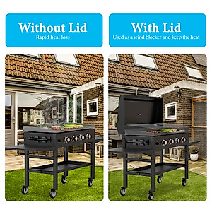 Outspark Hinged Lid for Blackstone 36 Inch Griddle Hard Cover Hood for Blackstone 1554 1818 1825 1836 1863 36'' Griddle with Grill Cover and Temperature Gauge Black