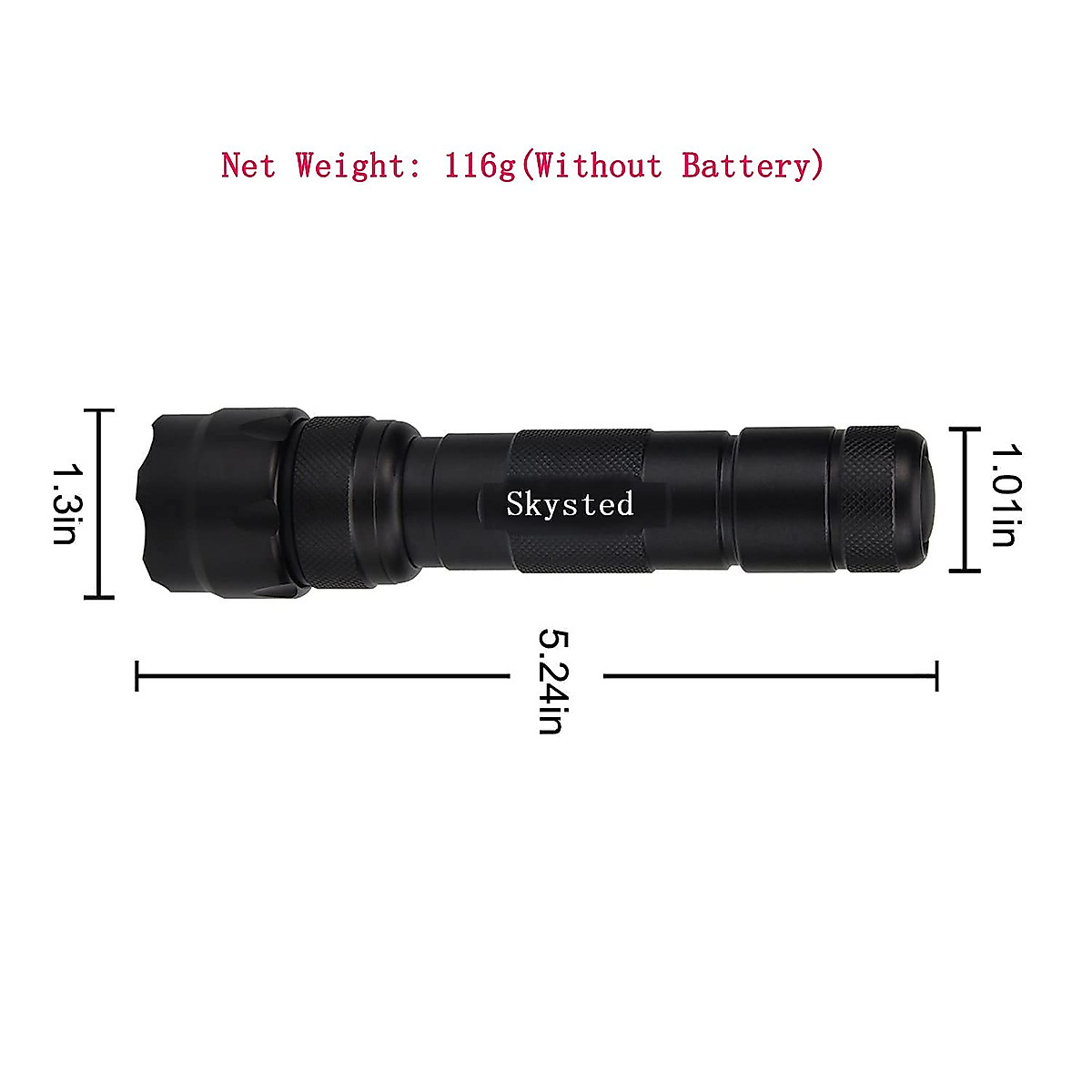 Skysted WF-502B Single Mode 1200 Lumen Mini Portable Tactical Clip Handheld Flashlight Torch Lamp,for Outdoor Sports and Indoor Activities (Camping, Hiking, Hunting, etc.) (Black)